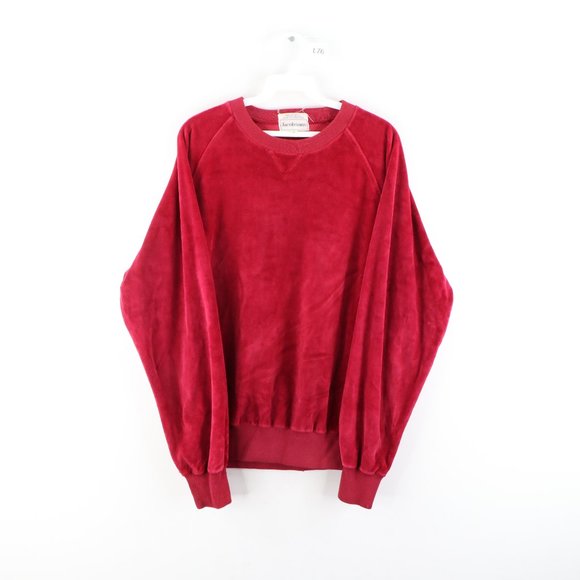 Vintage | Sweaters | Vintage Blank Velour Crewneck Sweatshirt Red ...